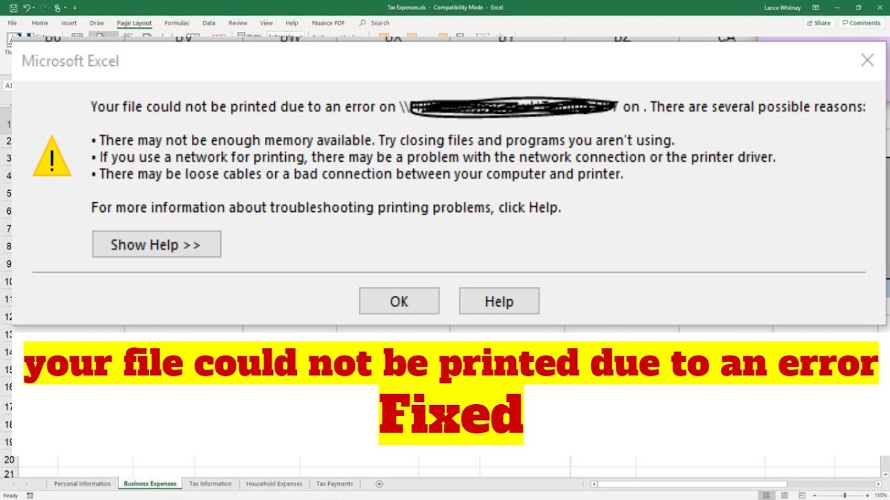 Excel Your File Could Not Be Printed